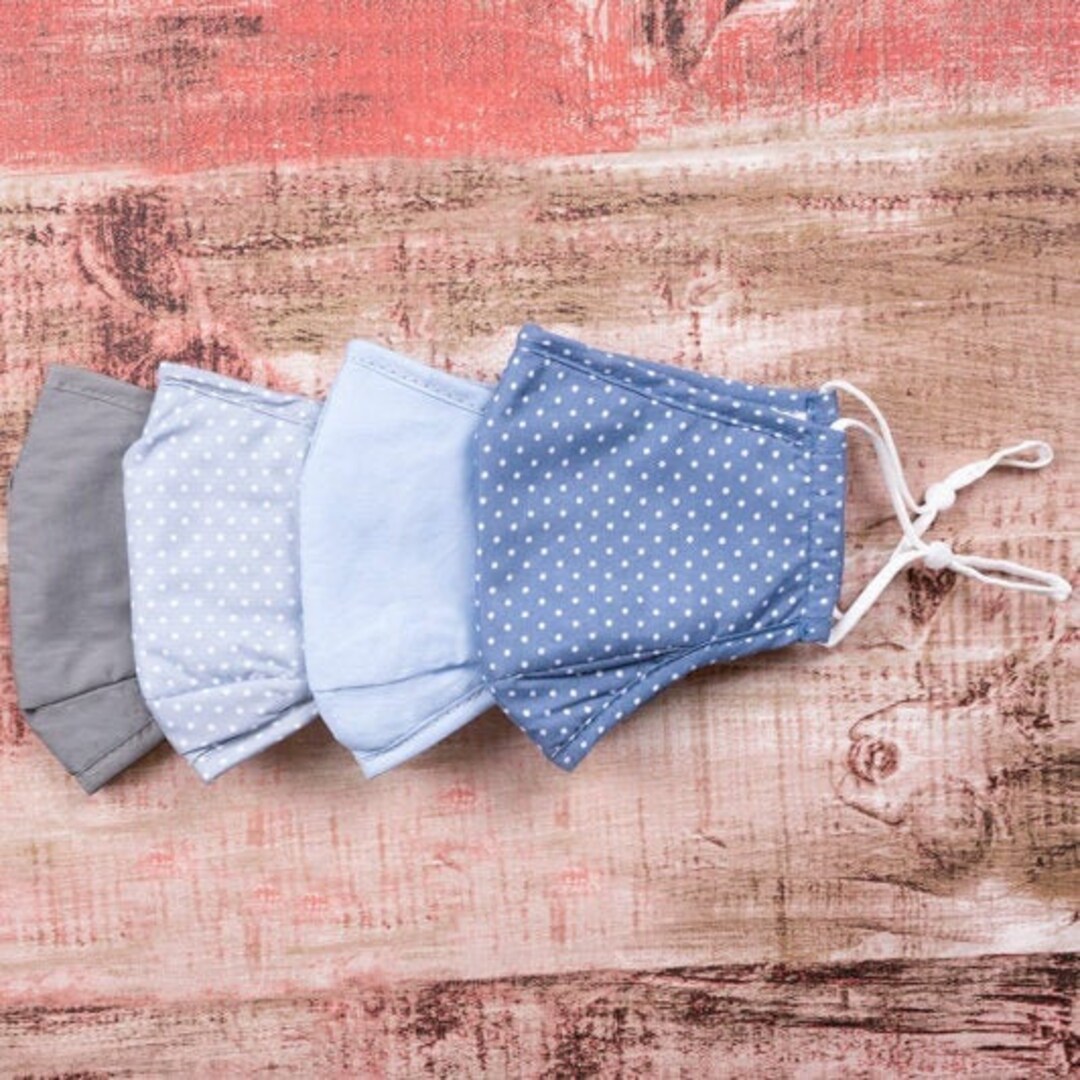 4/PACK Assorted and Polka Dots Adult FACE MASK. Breathable, Reusable ...