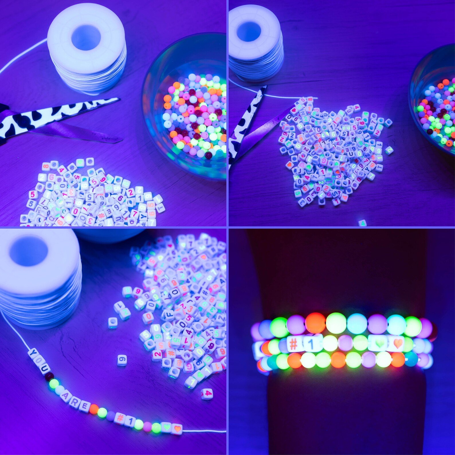 Electric Fluorescent UV Reactive Number Beads 100-300/beads | Etsy