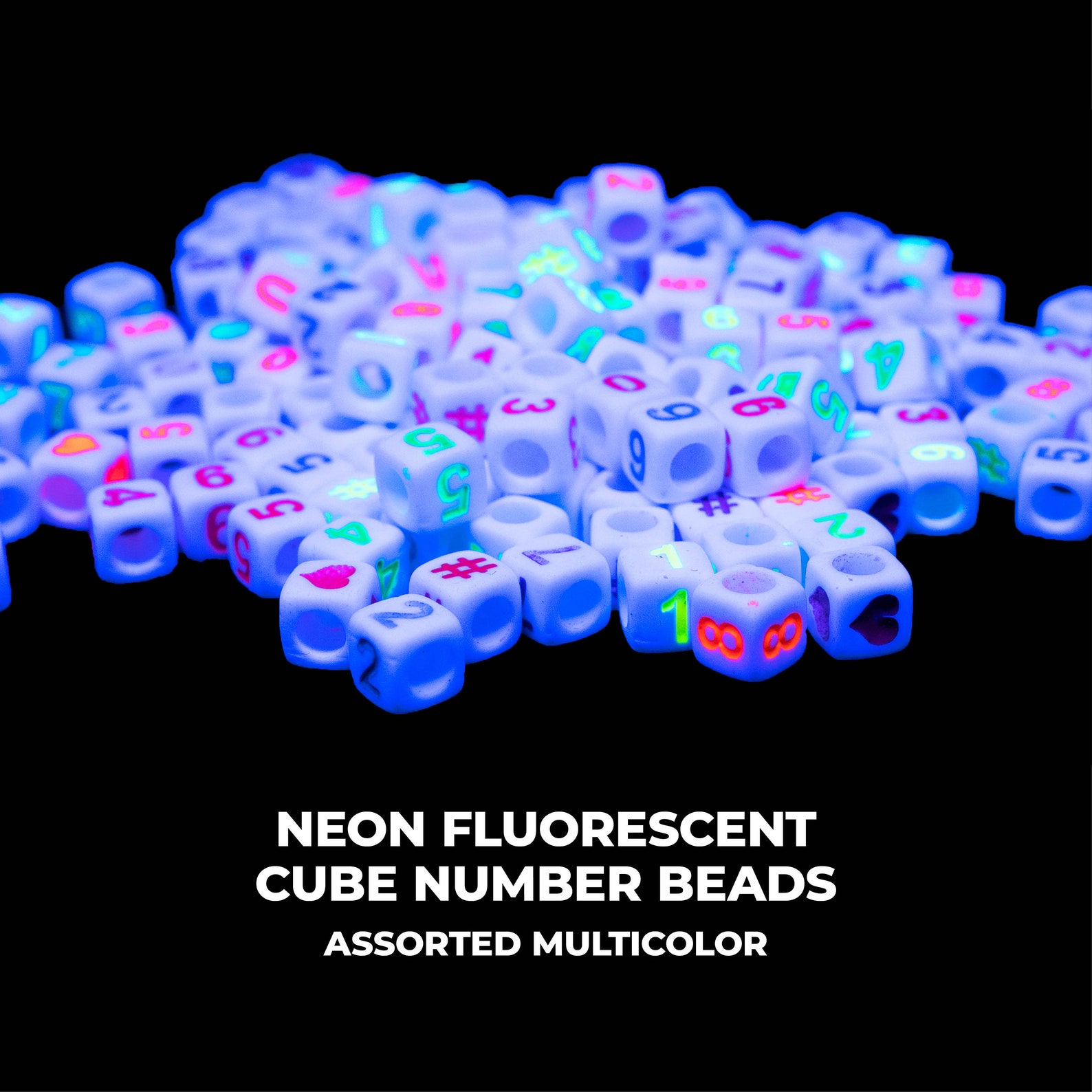 Electric Fluorescent UV Reactive Number Beads 100-300/beads | Etsy