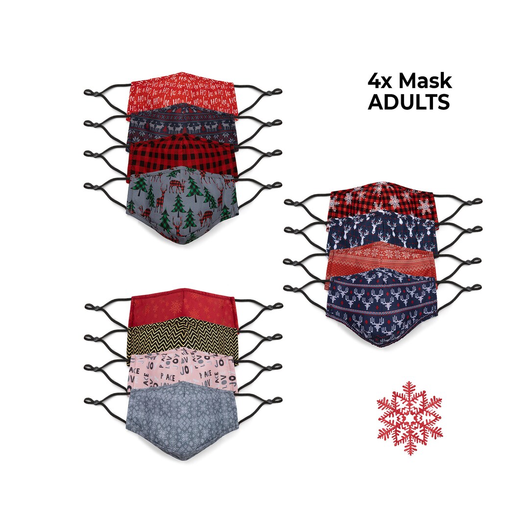 4/PACK Christmas Face Mask Holiday Winter Face Cover - Etsy