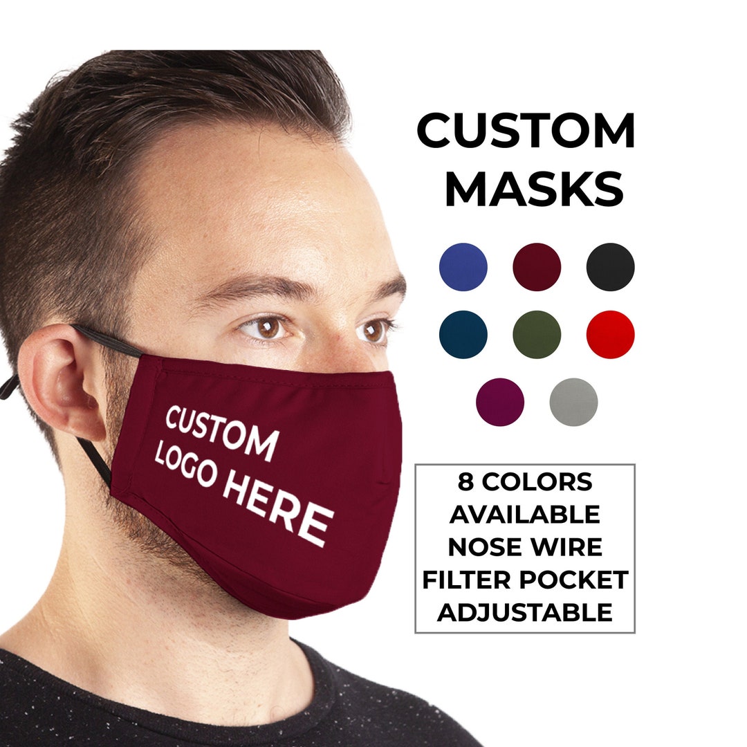 Custom Logo Mask Adults Face Mask 8 Color Options. Masks - Etsy