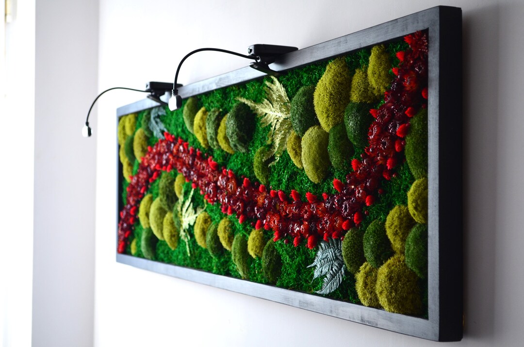 New! Ruby Moss Art. Moss Wall. LED Art. Moss Art Led Modern Wall Art ...