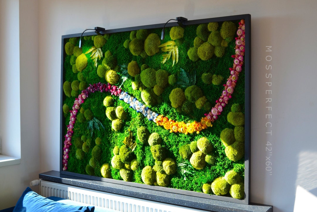 Summer Premium Decor With LED Lights Eco-friendly Preserved Moss Art ...