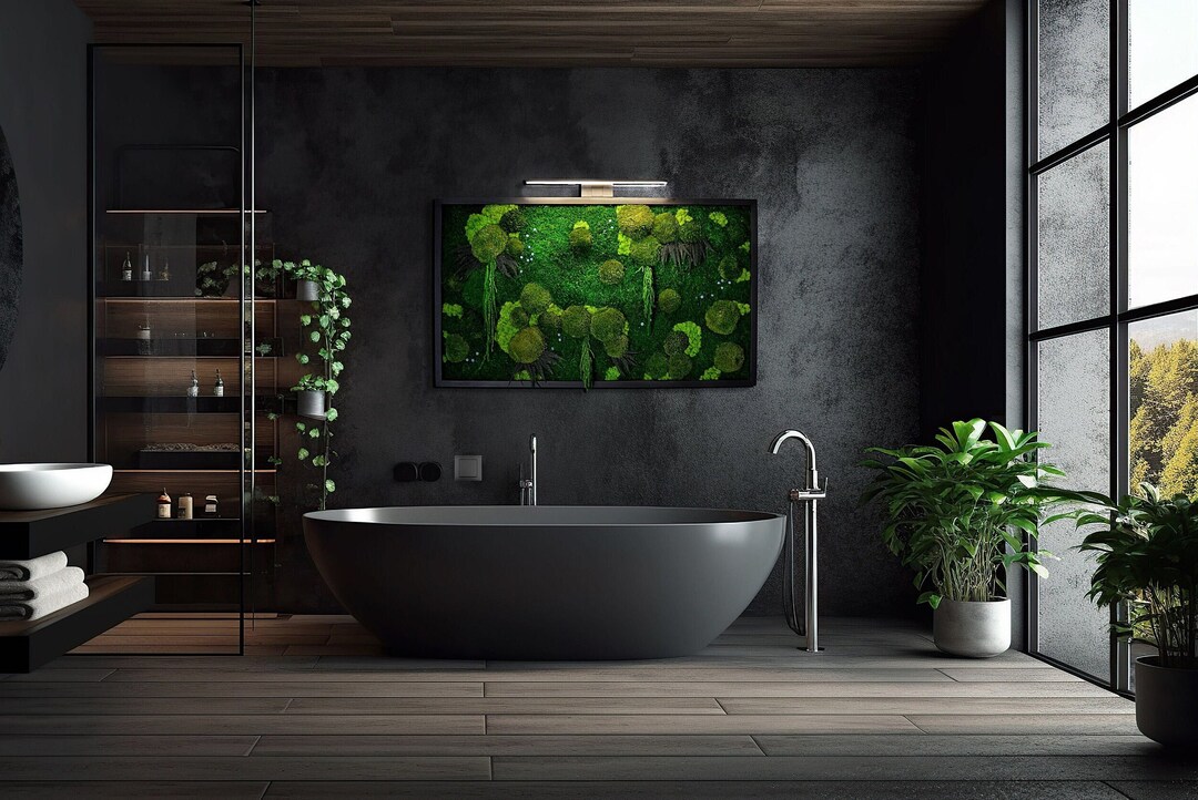 Amazing Christmas Gift: Wall Decoration With Moss + LED Lamp. Preserved ...