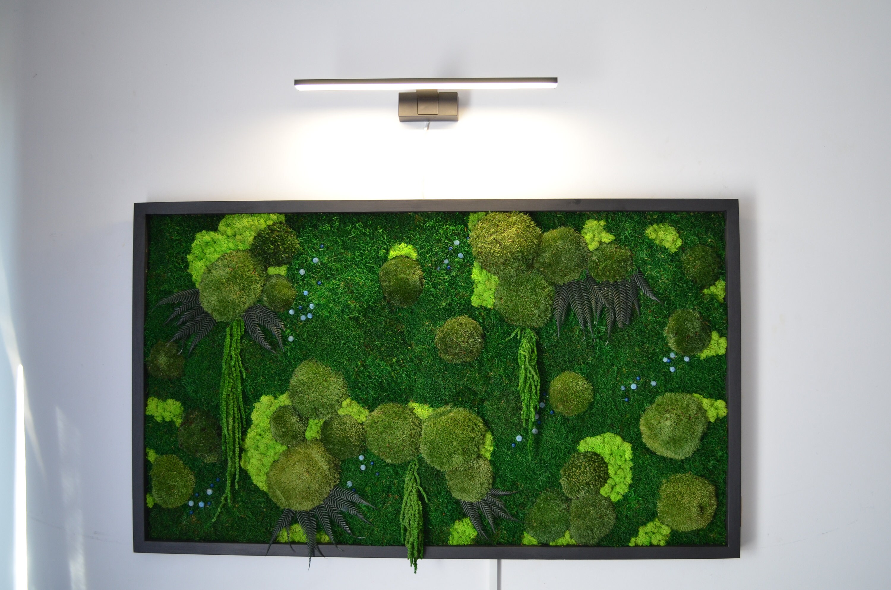 Wall Decoration With Moss and LED Lamp, Preserved Moss Art ...