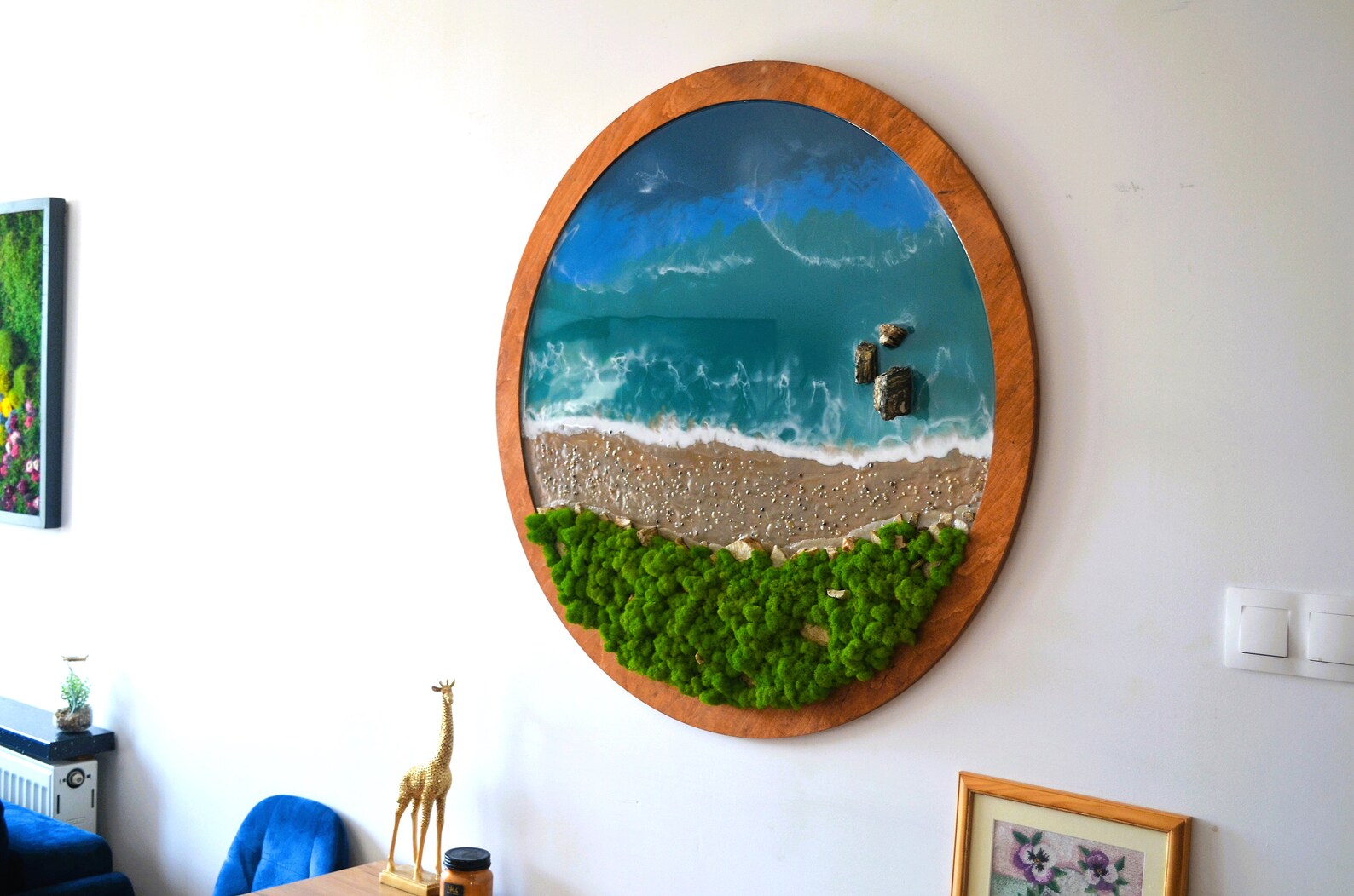 Ocean Resin Art, Epoxy Resin Decor, Moss Art, Wall Decor, Epoxy Wall ...
