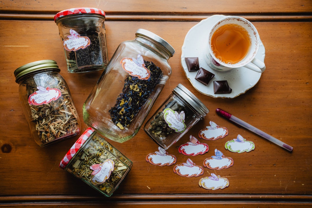 Blank Tea Labels, Matte Vinyl Stickers, Tea Label Stickers, Tea Theme ...