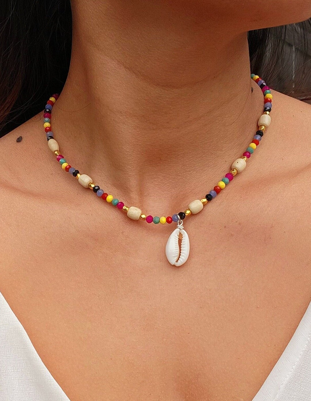 Seashell Beachy Summer Tropical Beaded Dainty Choker Necklace ...