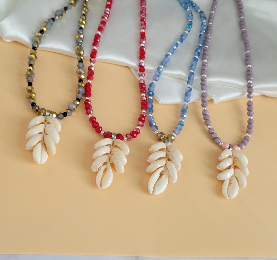 Cowrie Shell Beaded Choker Necklace/elegant Crystal Shell Necklace ...
