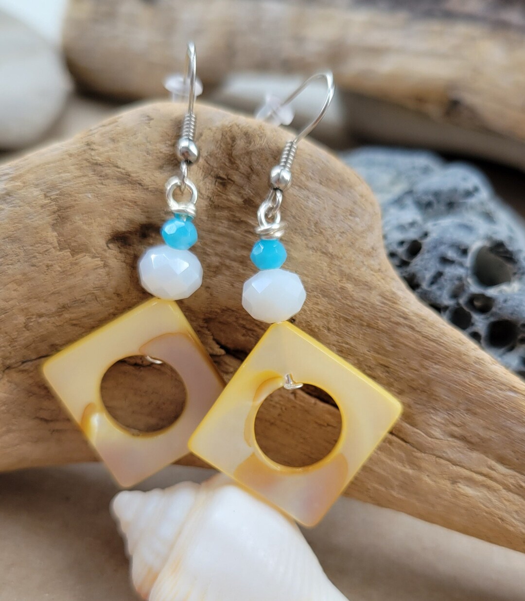 Polished Mother of Pear Shell Earrings/dainty Shell Earrings ...