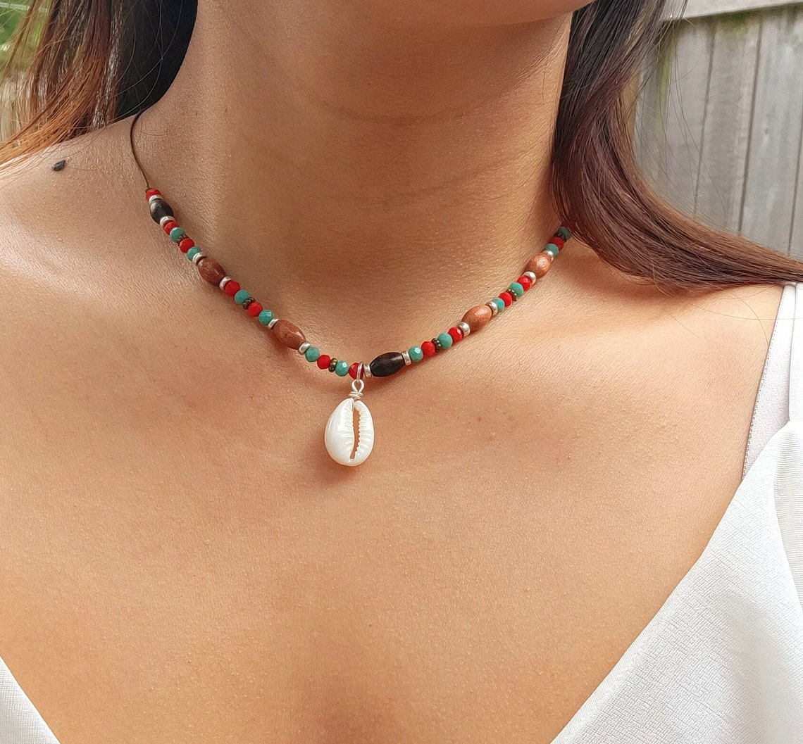 Seashell Beachy Summer Tropical Beaded Dainty Choker Necklace ...
