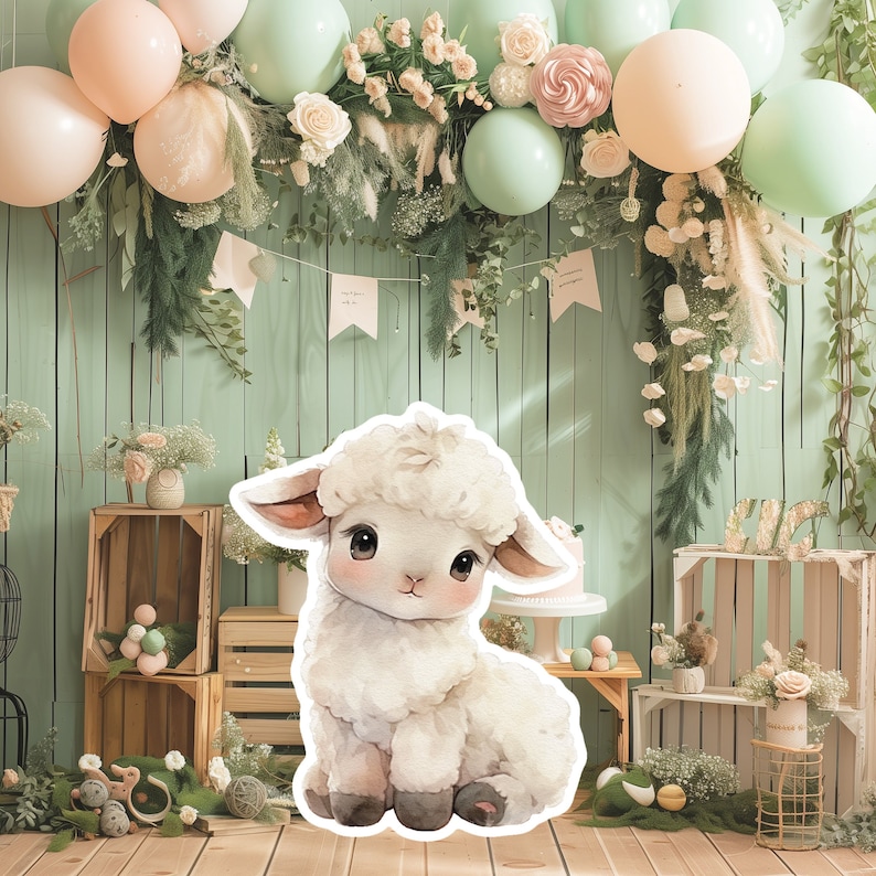 Sheep Farm Baby Big Decor Cutout Party Props, Cute Lamb Birthday ...