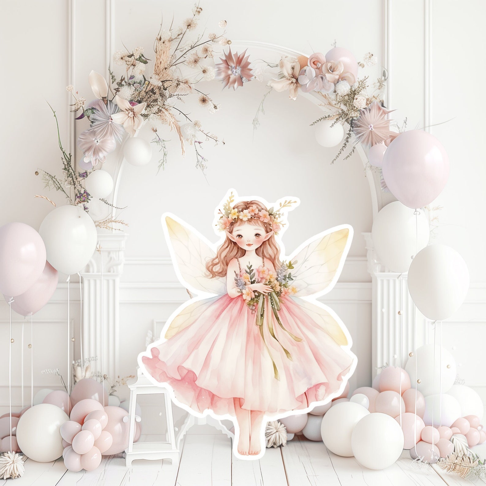 Fairy Big Decor Cutout, Fairy Birthday Standee, Whimsical Floral Fairy ...