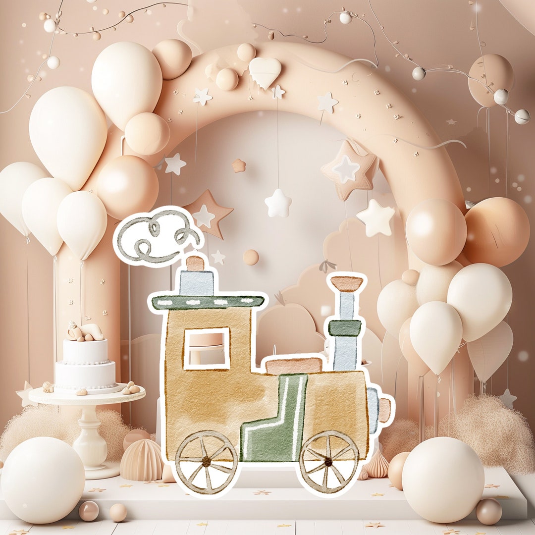 Boho Baby Big Decor Cutout Party Props, Cute Train Birthday Standee ...