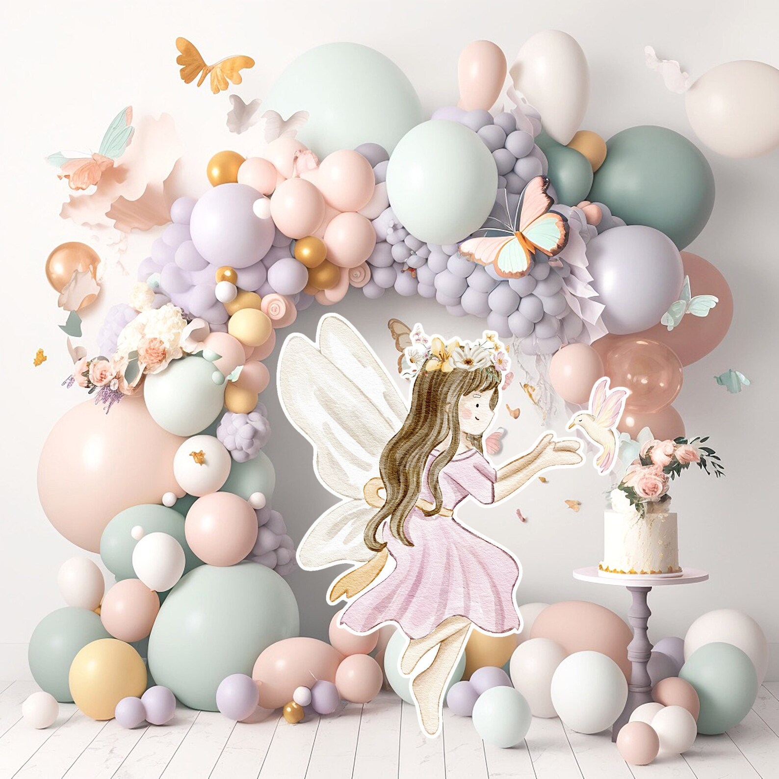 Fairy Big Decor Cutout, Fairy Birthday Standee, Whimsical Floral Fairy ...