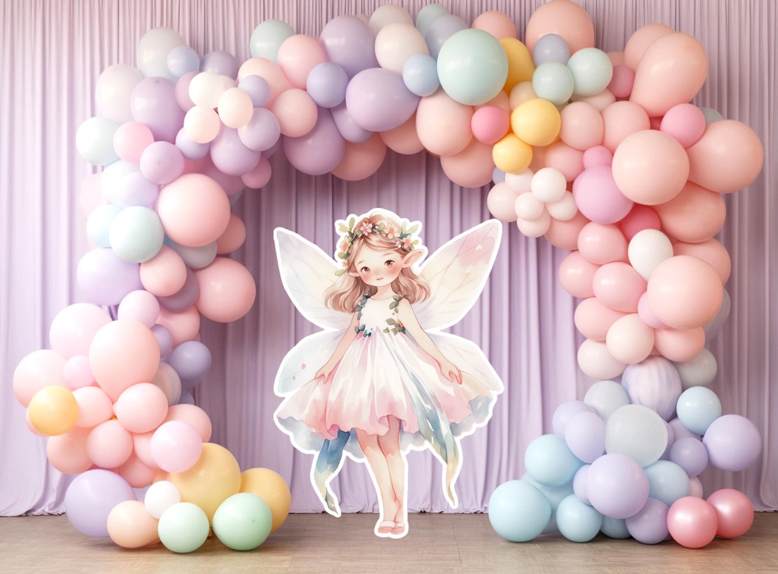 Fairy Big Decor Cutout, Fairy Birthday Standee, Whimsical Floral Fairy ...