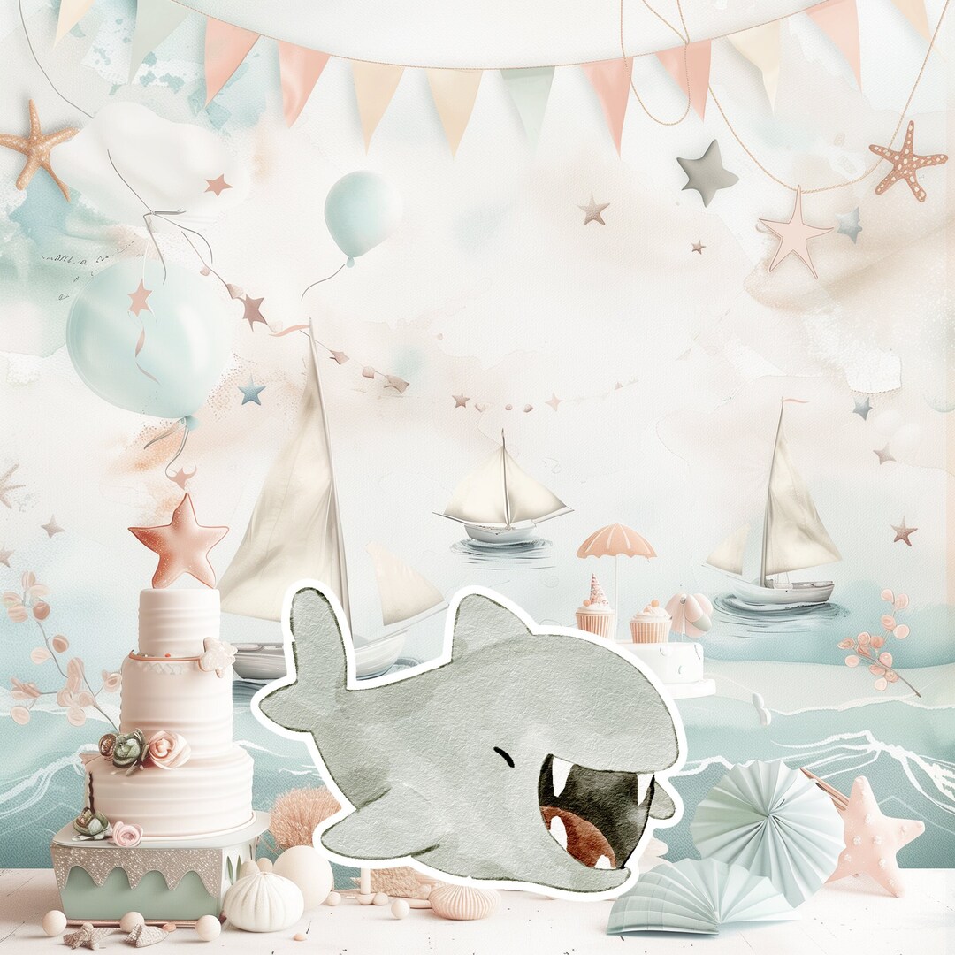 SHARK Baby Big Decor Cutout Party Props, Cute SHARK Birthday Standee ...