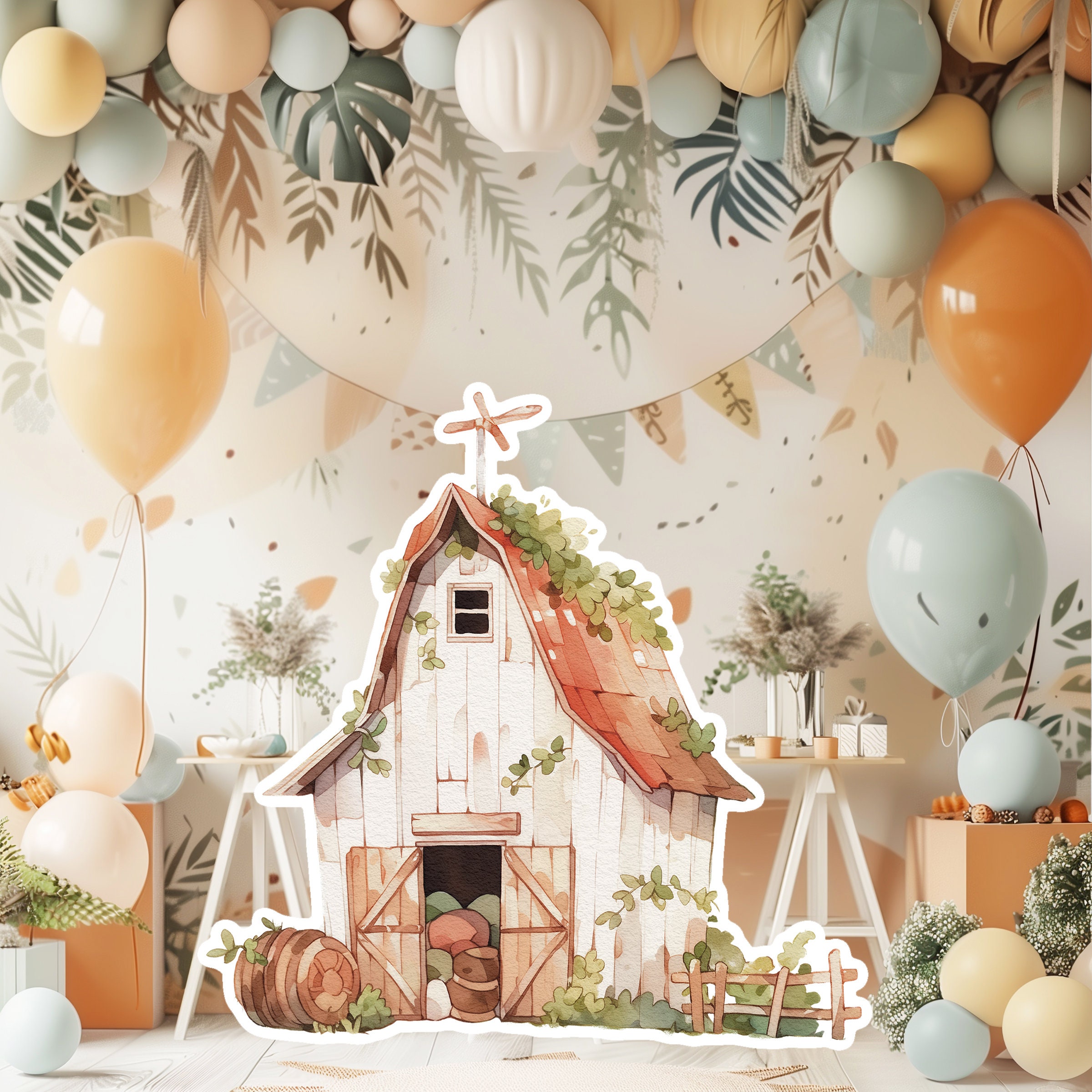 Barn Baby Big Decor Cutout Party Props, Barn Arm Birthday Standee, Farm ...