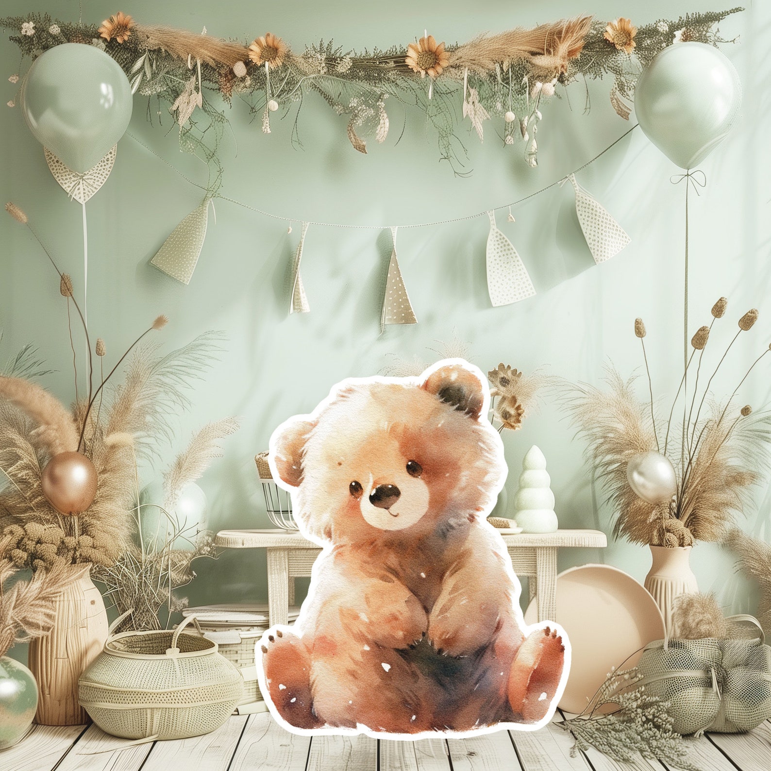 BEAR Baby Big Decor Cutout Party Props, Cute Bear Birthday Standee ...
