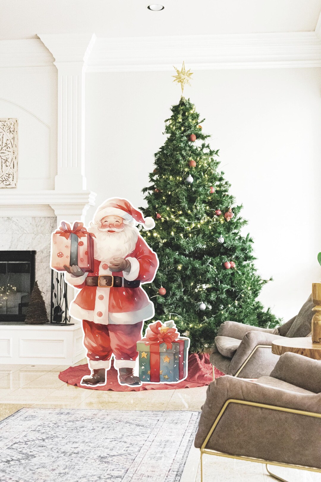 Christmas Santa Claus Big Decor Cutout Party Props, X-mas Holiday ...