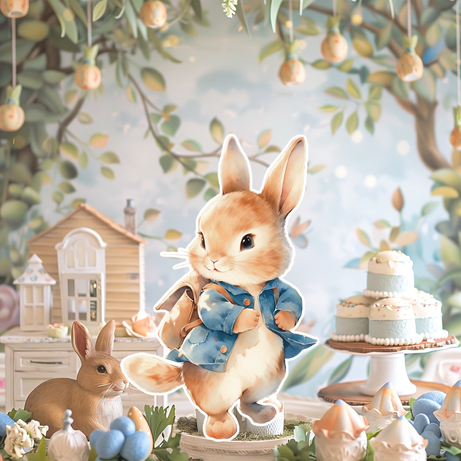 Peter Bunny Big Decor Cutout, Bunny Birthday Standee, Whimsical Peter ...