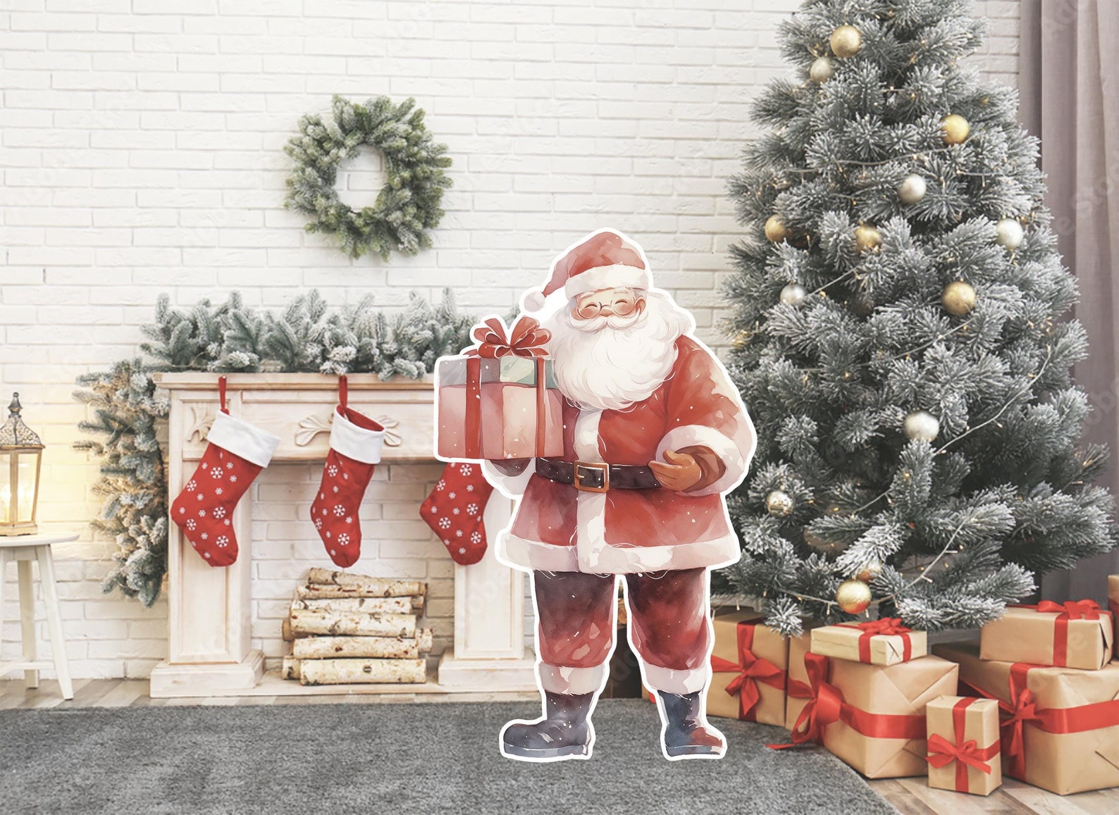 Christmas Santa Claus Big Decor Cutout Party Props, X-mas Holiday ...
