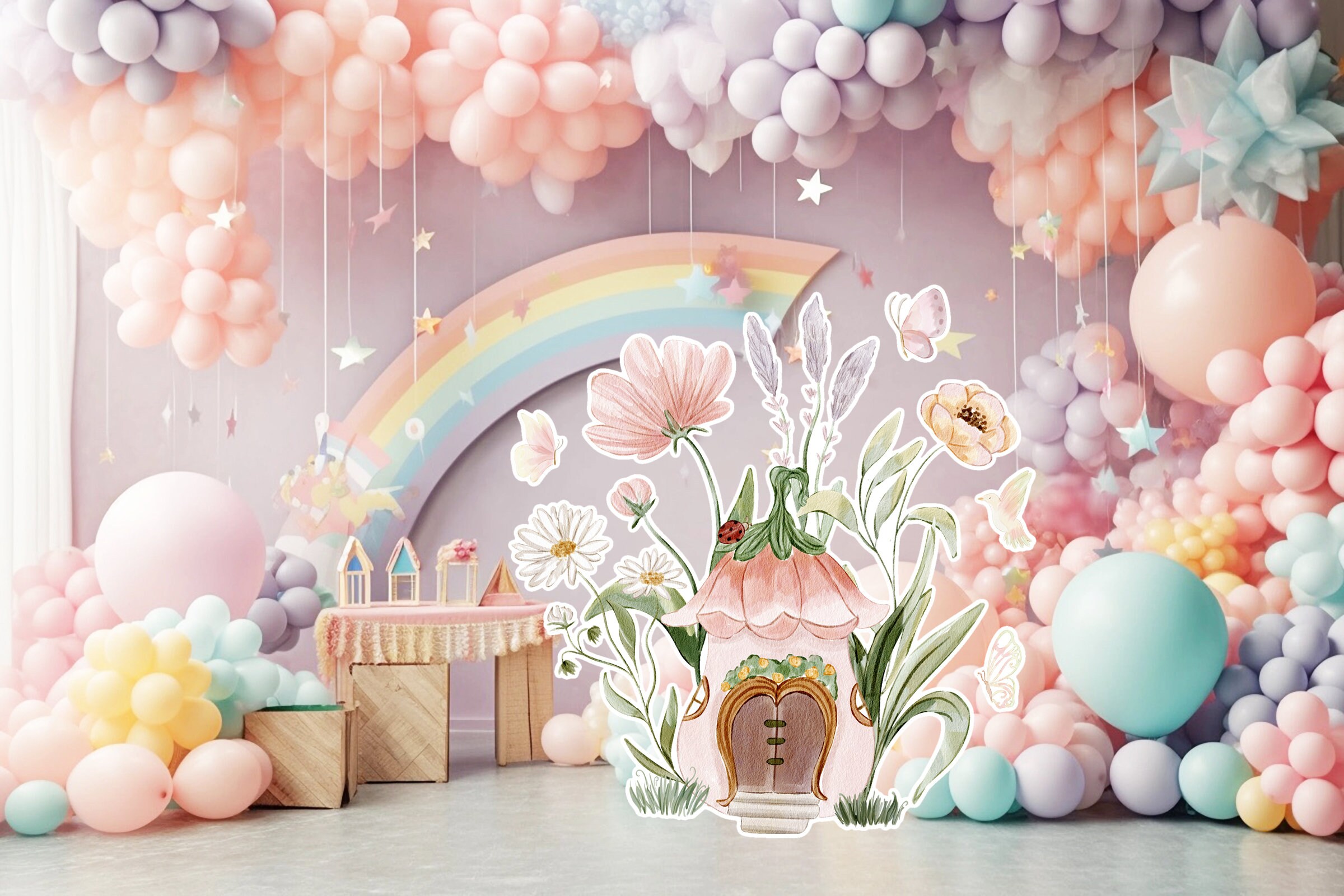 Fairy Big Decor Cutout, Fairy Birthday Standee, Whimsical Floral Fairy ...