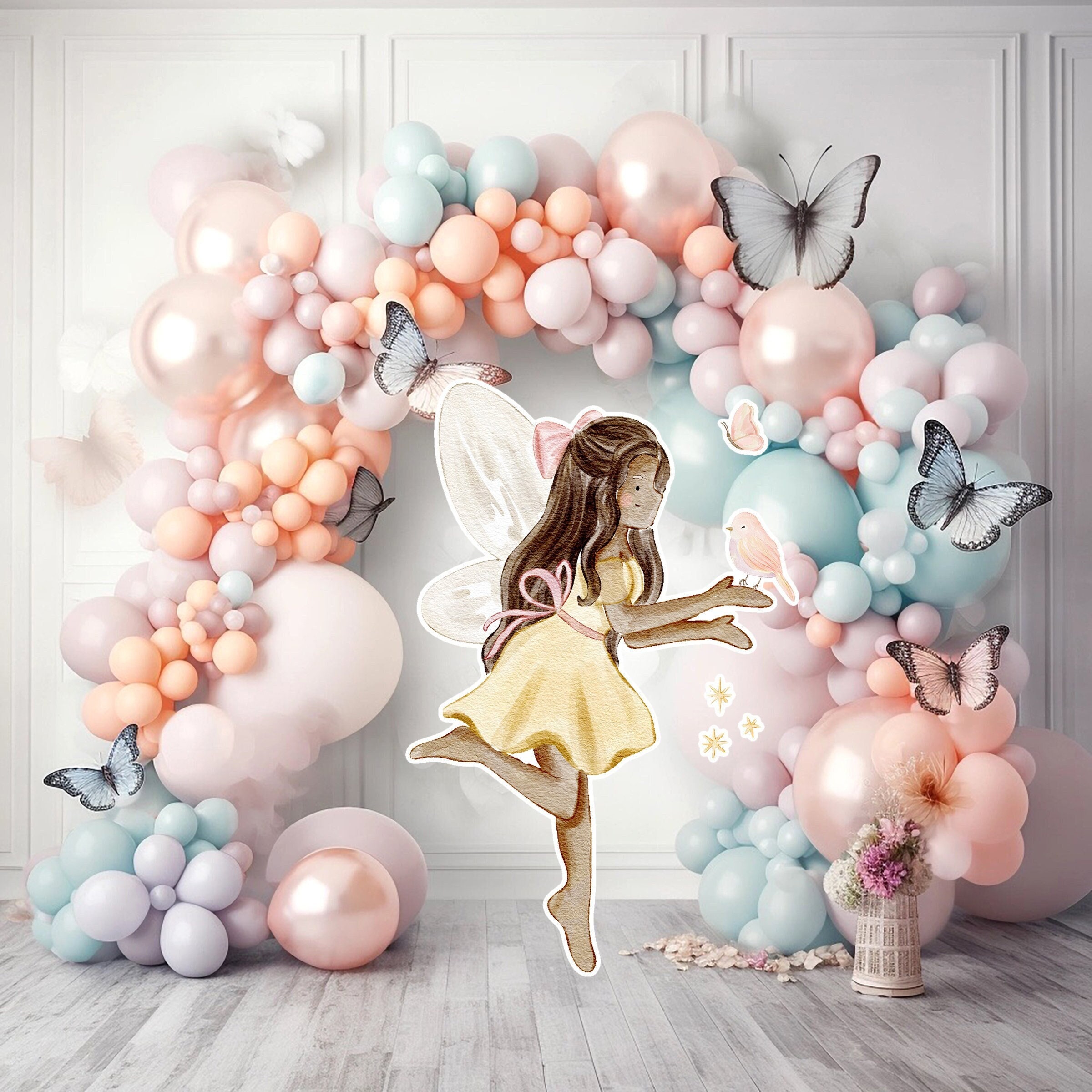 Fairy Big Decor Cutout, Fairy Birthday Standee, Whimsical Floral Fairy ...