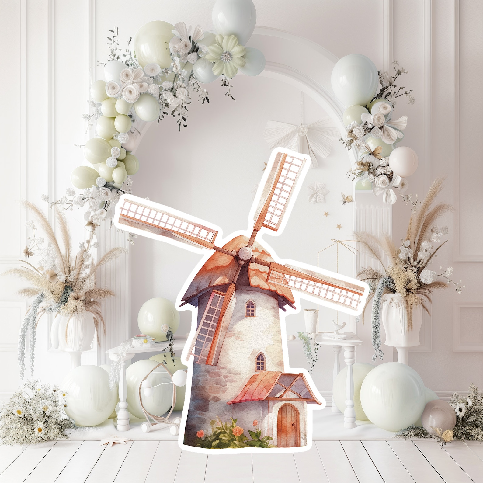 Windmill Baby Big Decor Cutout Party Props, Wild-mill Birthday Standee ...
