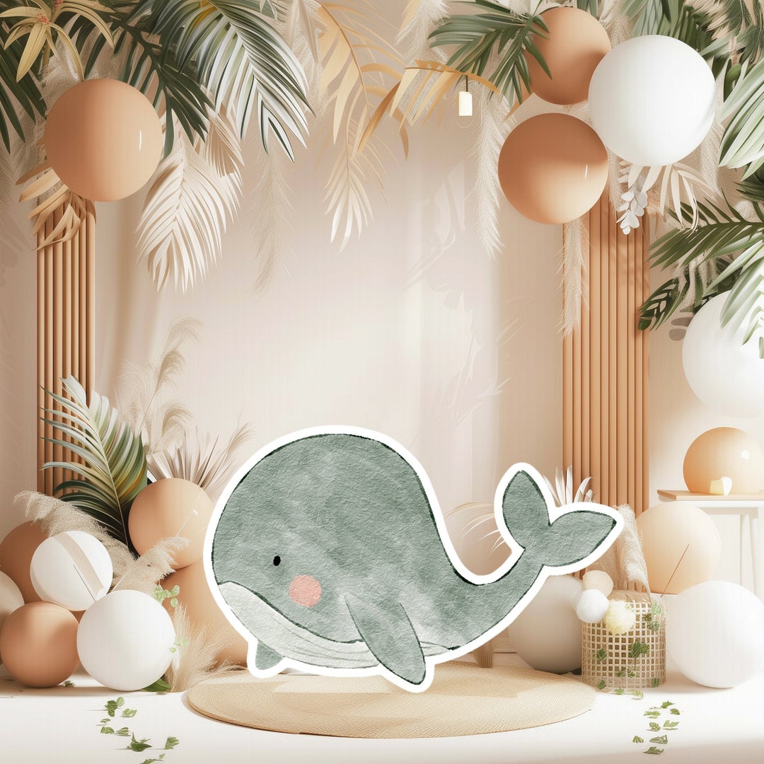 Boho Baby Big Decor Cutout Party Props, Cute Whale Birthday Standee ...