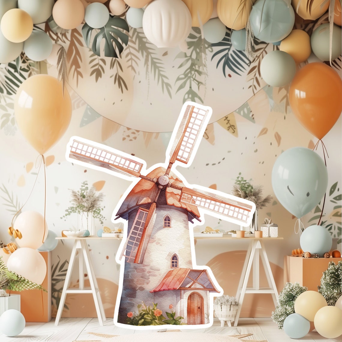 Windmill Baby Big Decor Cutout Party Props, Wild-mill Birthday Standee ...