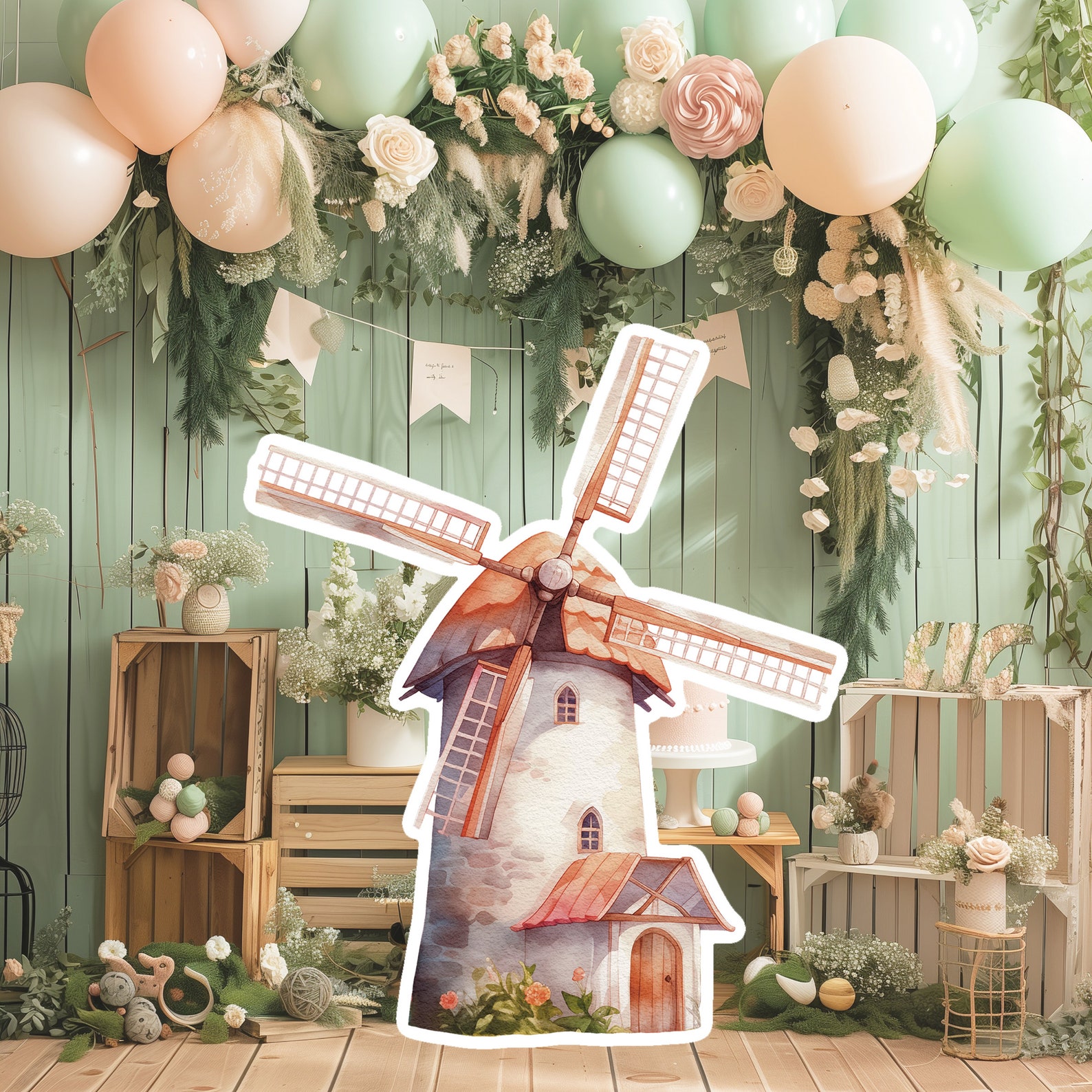 Windmill Baby Big Decor Cutout Party Props, Wild-mill Birthday Standee ...