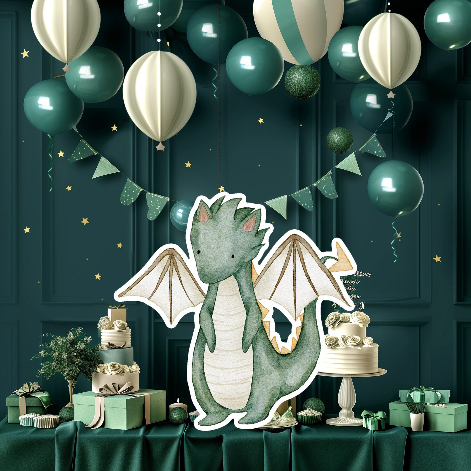 Dragon Big Decor Cutout, Baby Kid Birthday Standee, Whimsical Dragon ...