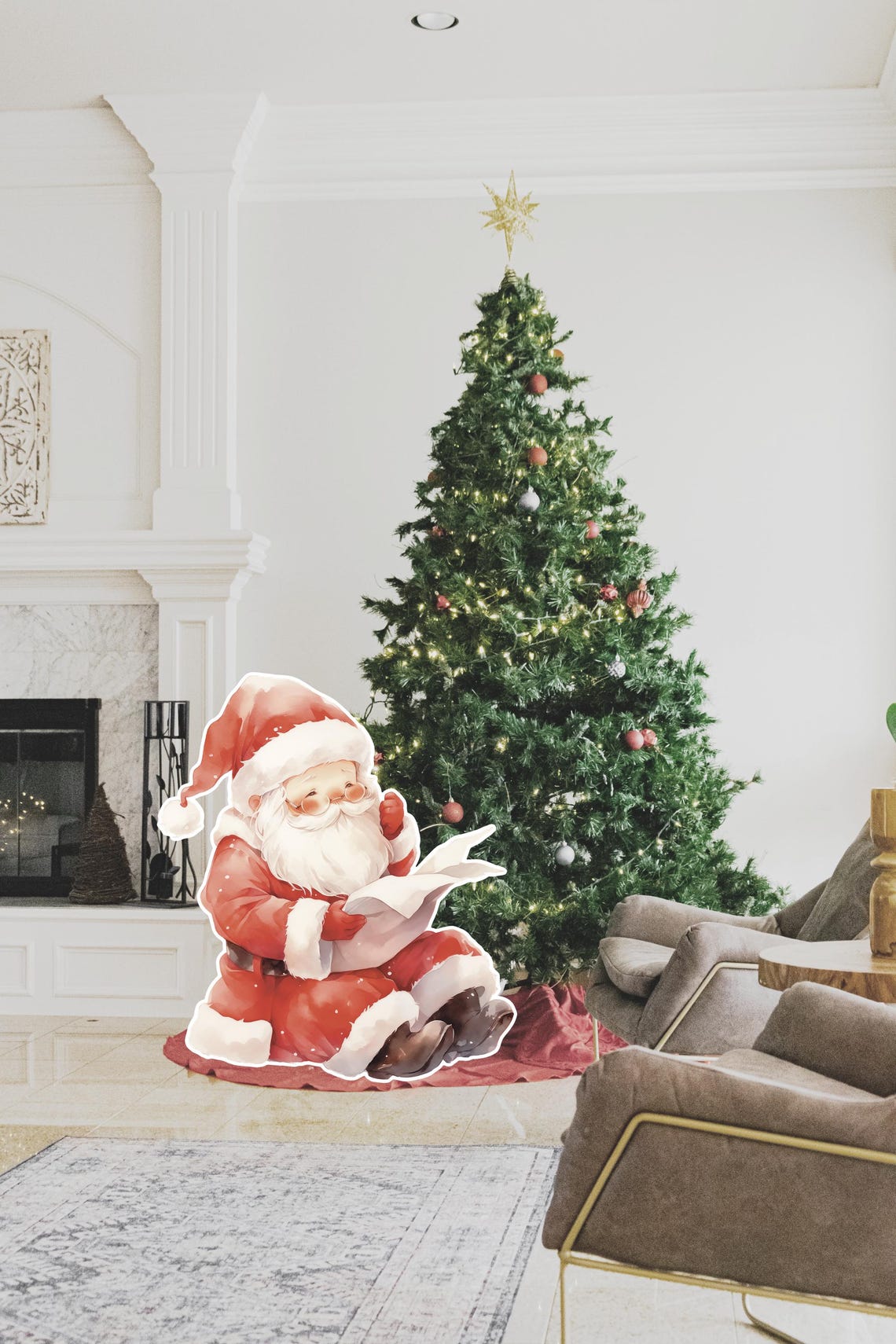 Christmas Santa Claus Big Decor Cutout Party Props, X-mas Holiday ...