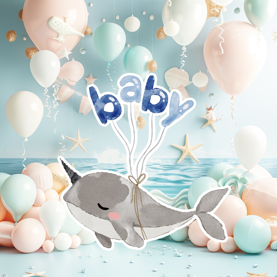 Whale Baby Big Decor Cutout Party Props, Cute WHALE Birthday Standee ...