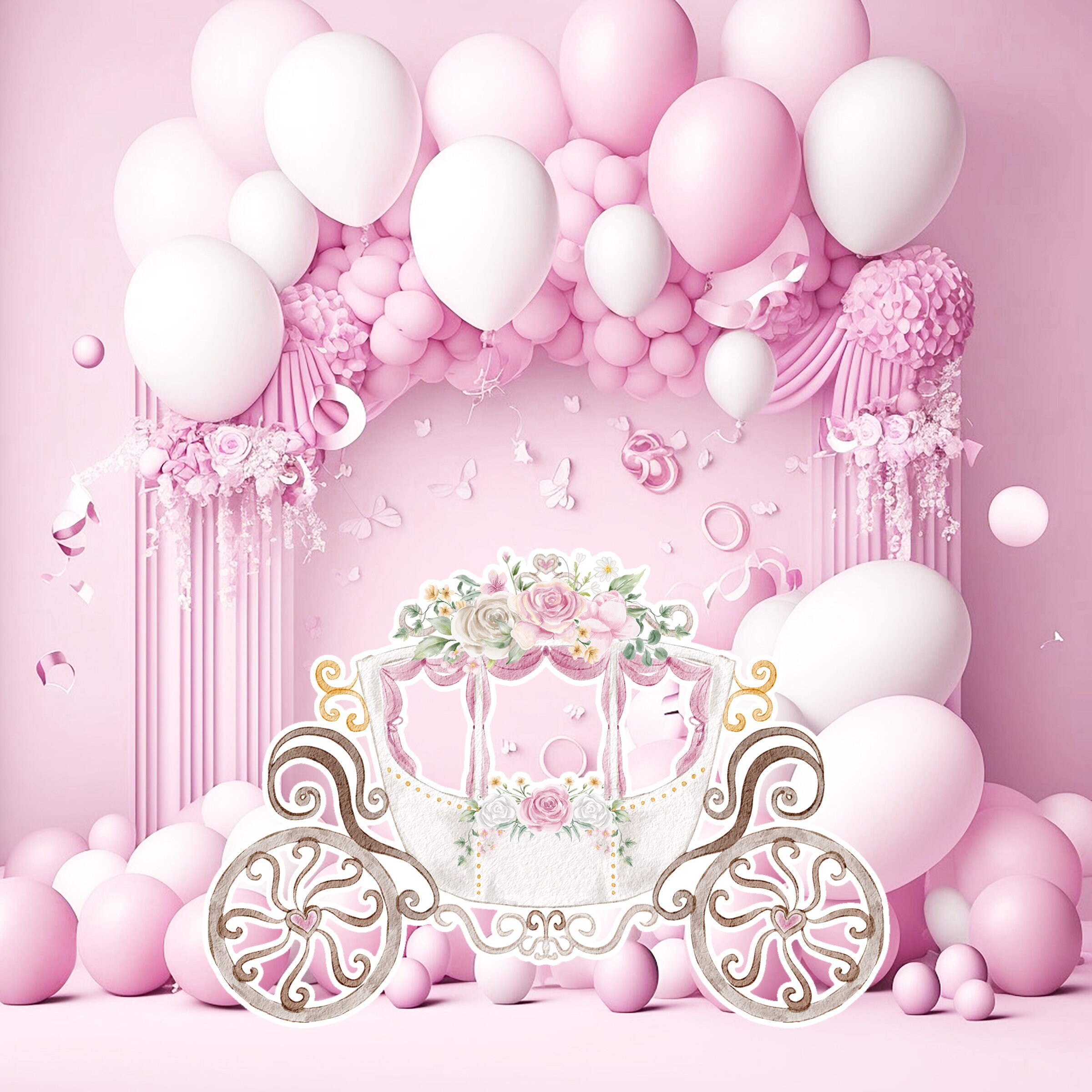 Princess Big Decor Cutout, Baby Girl Birthday Standee, Whimsical Floral ...