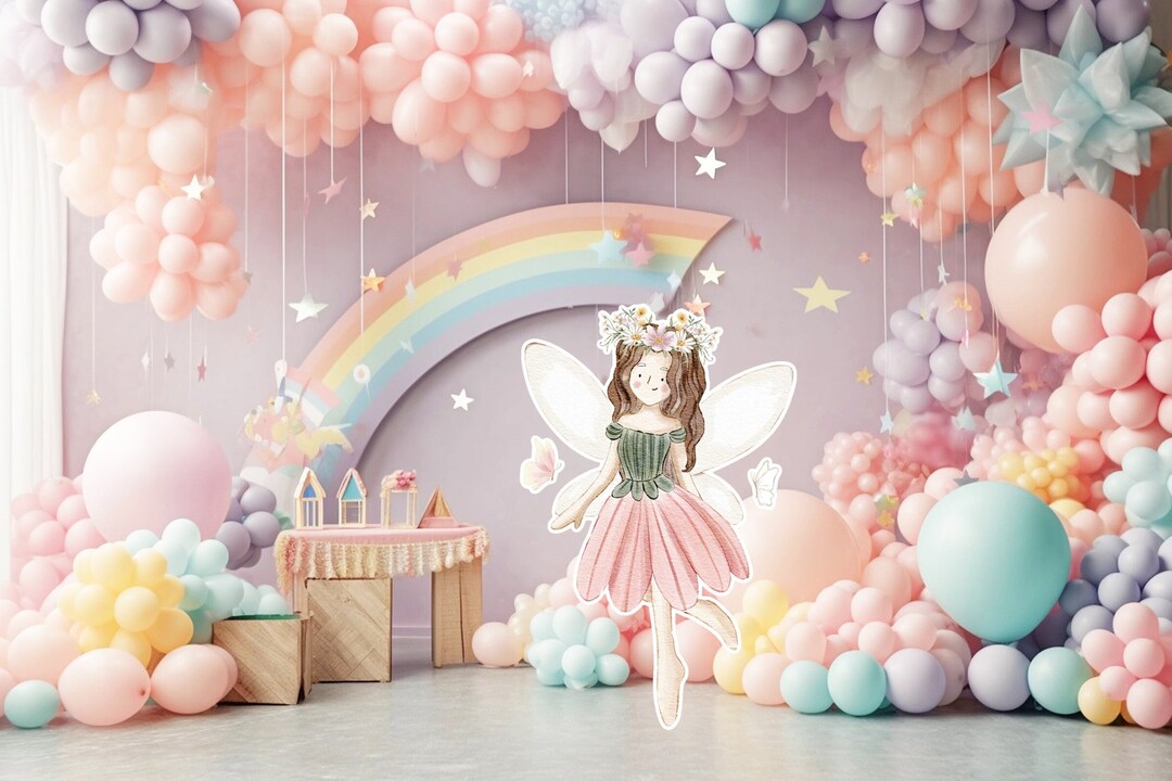 Fairy Big Decor Cutout, Fairy Birthday Standee, Whimsical Floral Fairy ...
