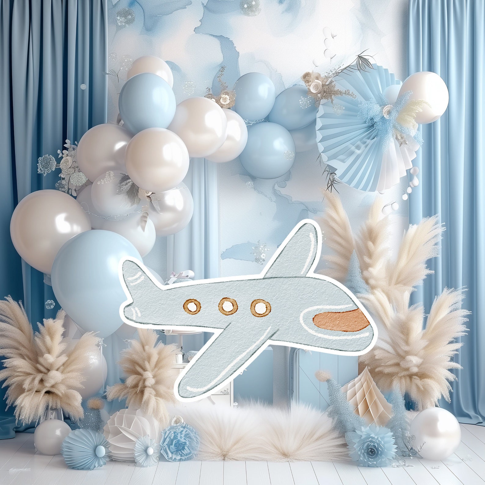 Boho Baby Big Decor Cutout Party Props, Cute Plane Birthday Standee ...