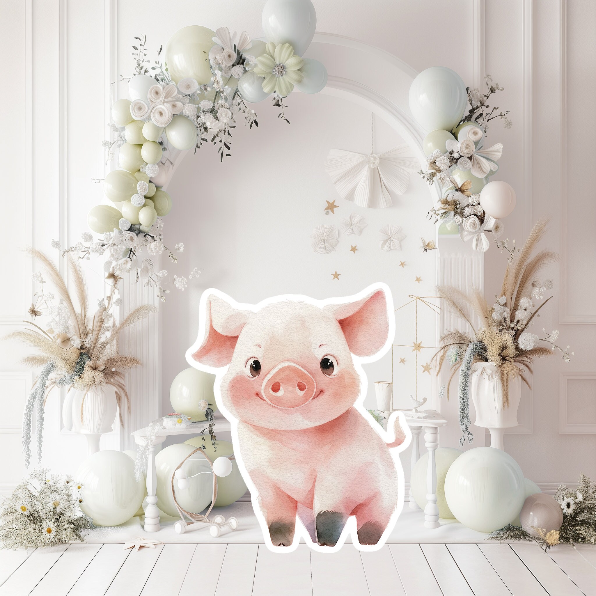 Pig Farm Baby Big Decor Cutout Party Props, Cute Pig Birthday Standee ...
