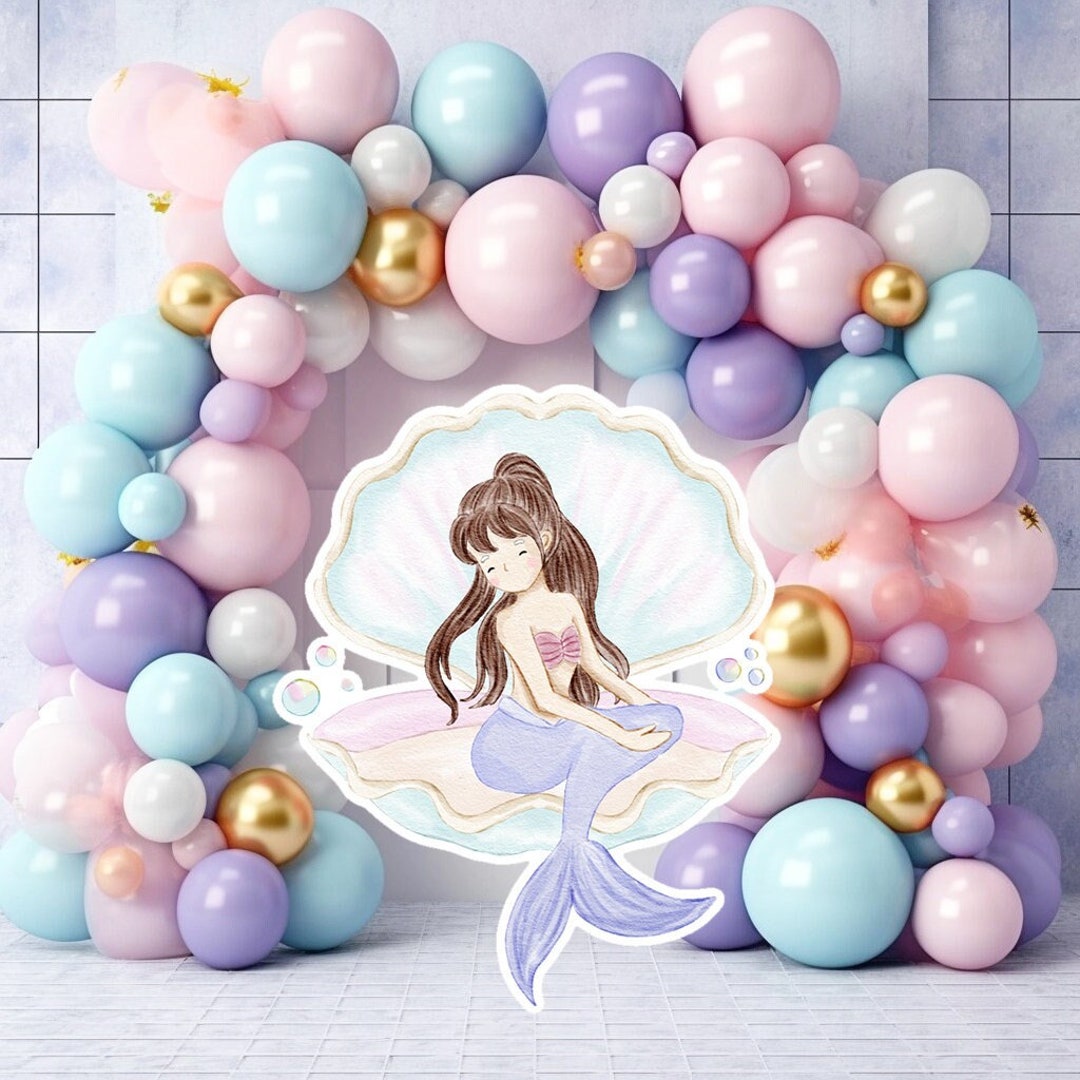 Mermaid Big Decor Cutout, Baby Girl Birthday Standee, Whimsical Floral ...