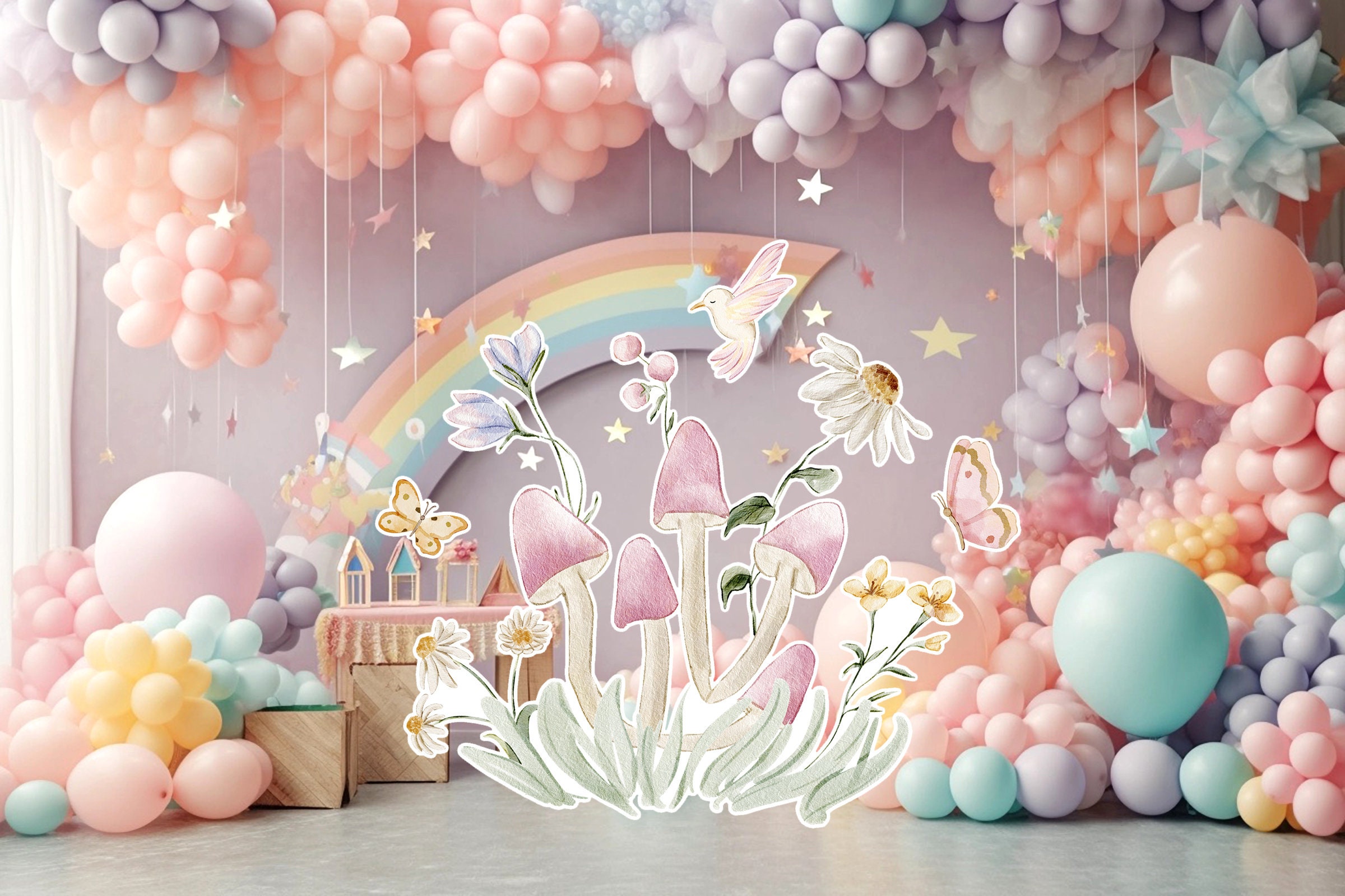 Fairy Big Decor Cutout, Fairy Birthday Standee, Whimsical Floral Fairy ...