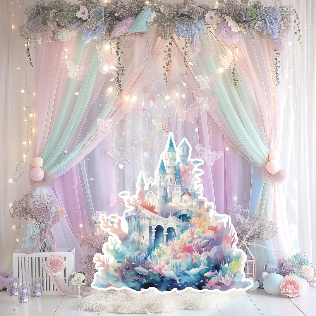 Mermaid Big Decor Cutout, Baby Girl Birthday Standee, Whimsical Floral ...