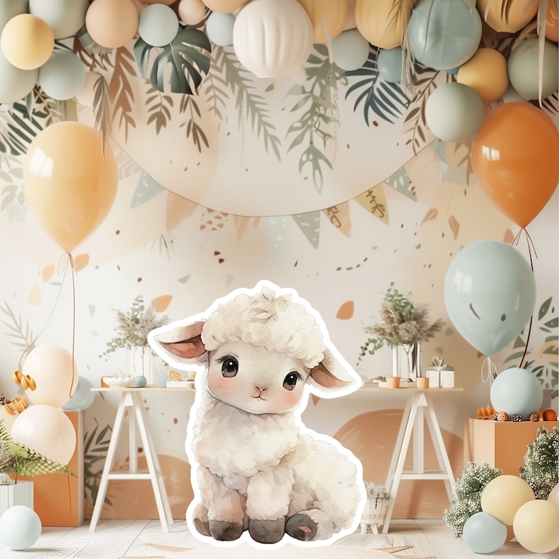 Sheep Farm Baby Big Decor Cutout Party Props, Cute Lamb Birthday ...