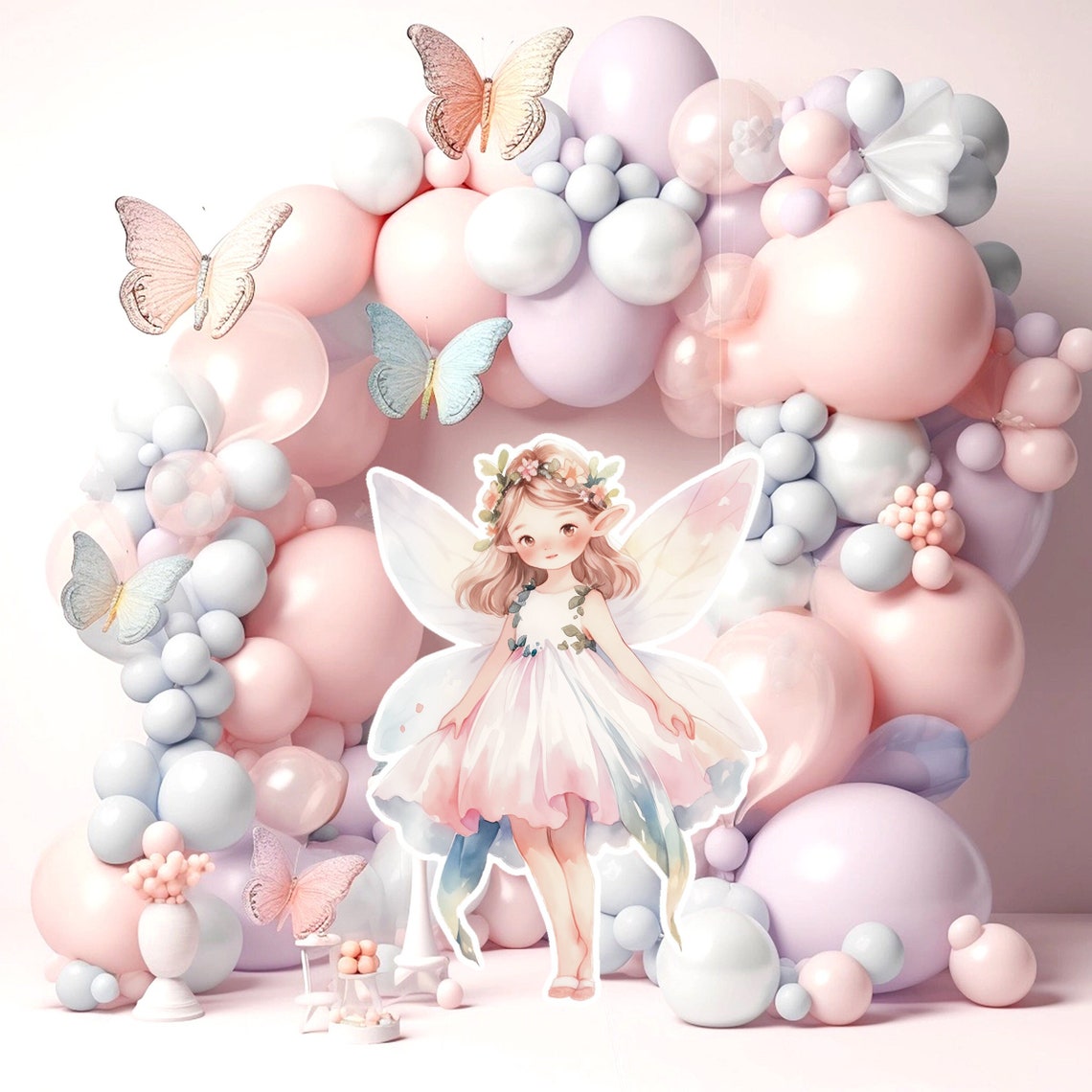 Fairy Big Decor Cutout, Fairy Birthday Standee, Whimsical Floral Fairy ...