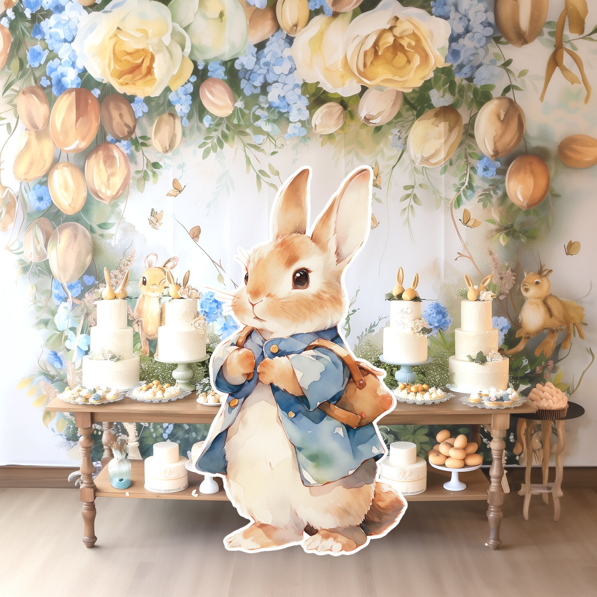 Peter Bunny Big Decor Cutout, Bunny Birthday Standee, Whimsical Peter ...