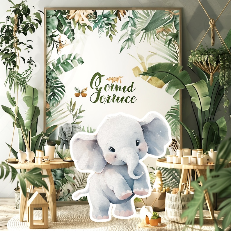 Elephant Baby Big Decor Cutout Party Props, Cute Jungle Birthday ...