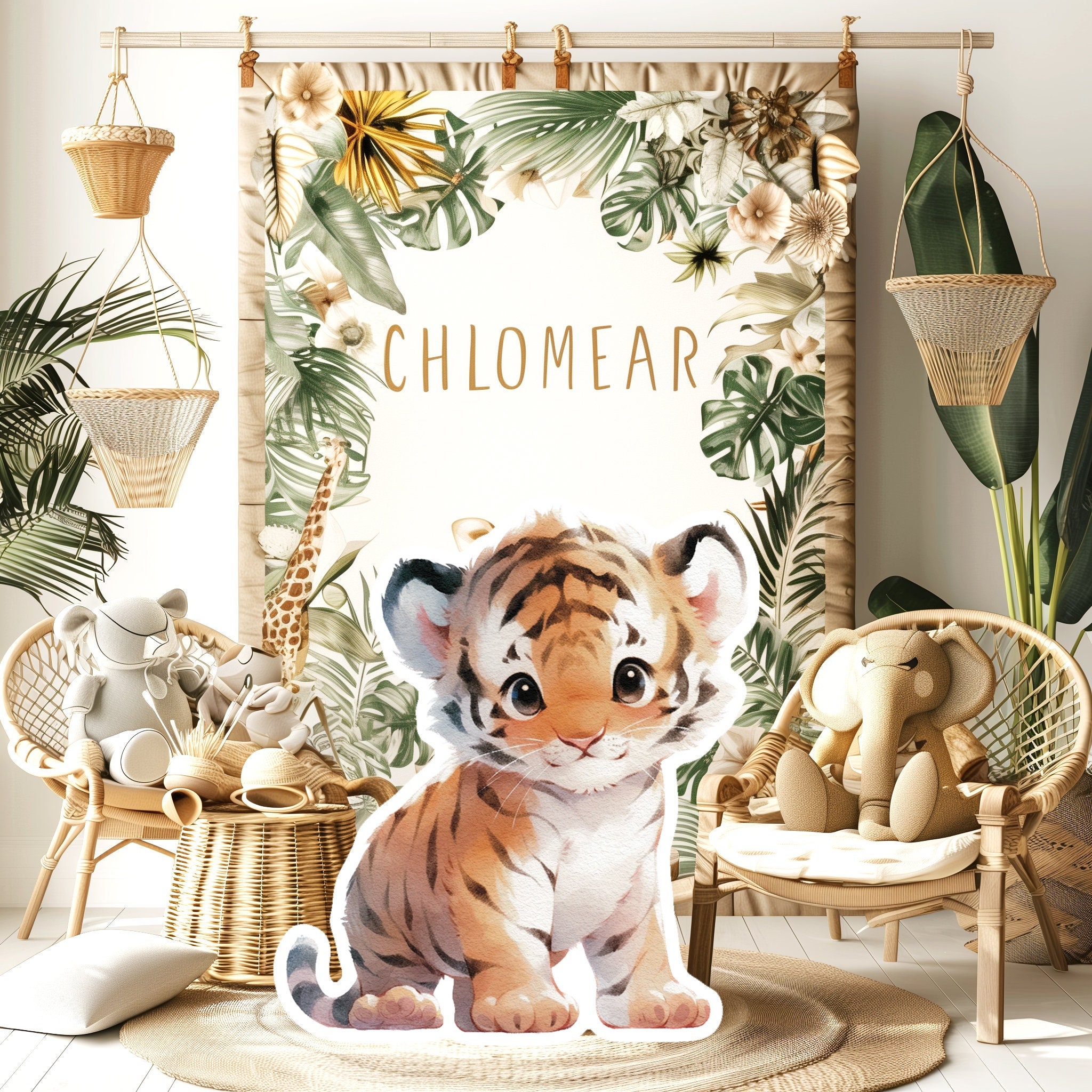 Tiger Baby Big Decor Cutout Party Props, Cute Jungle Birthday Standee ...