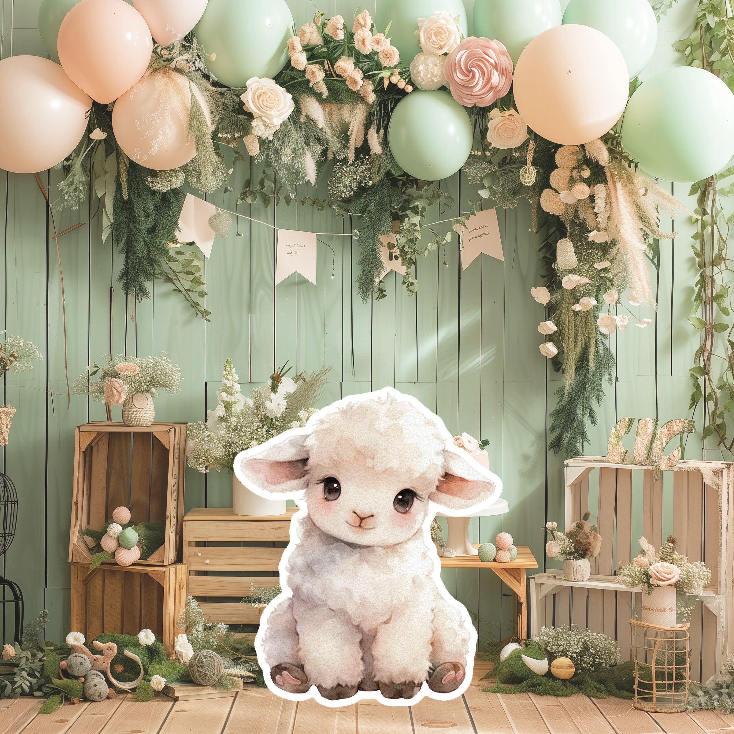 Sheep Farm Baby Big Decor Cutout Party Props, Cute Lamb Birthday ...