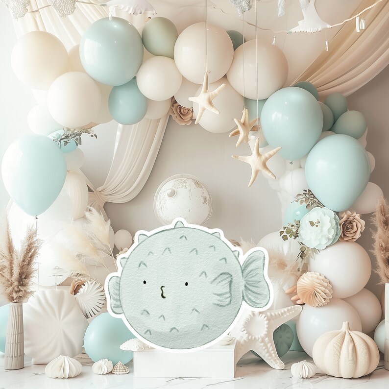 PUFFERFISH Baby Big Decor Cutout Party Props, Cute PUFFERFISH Birthday ...