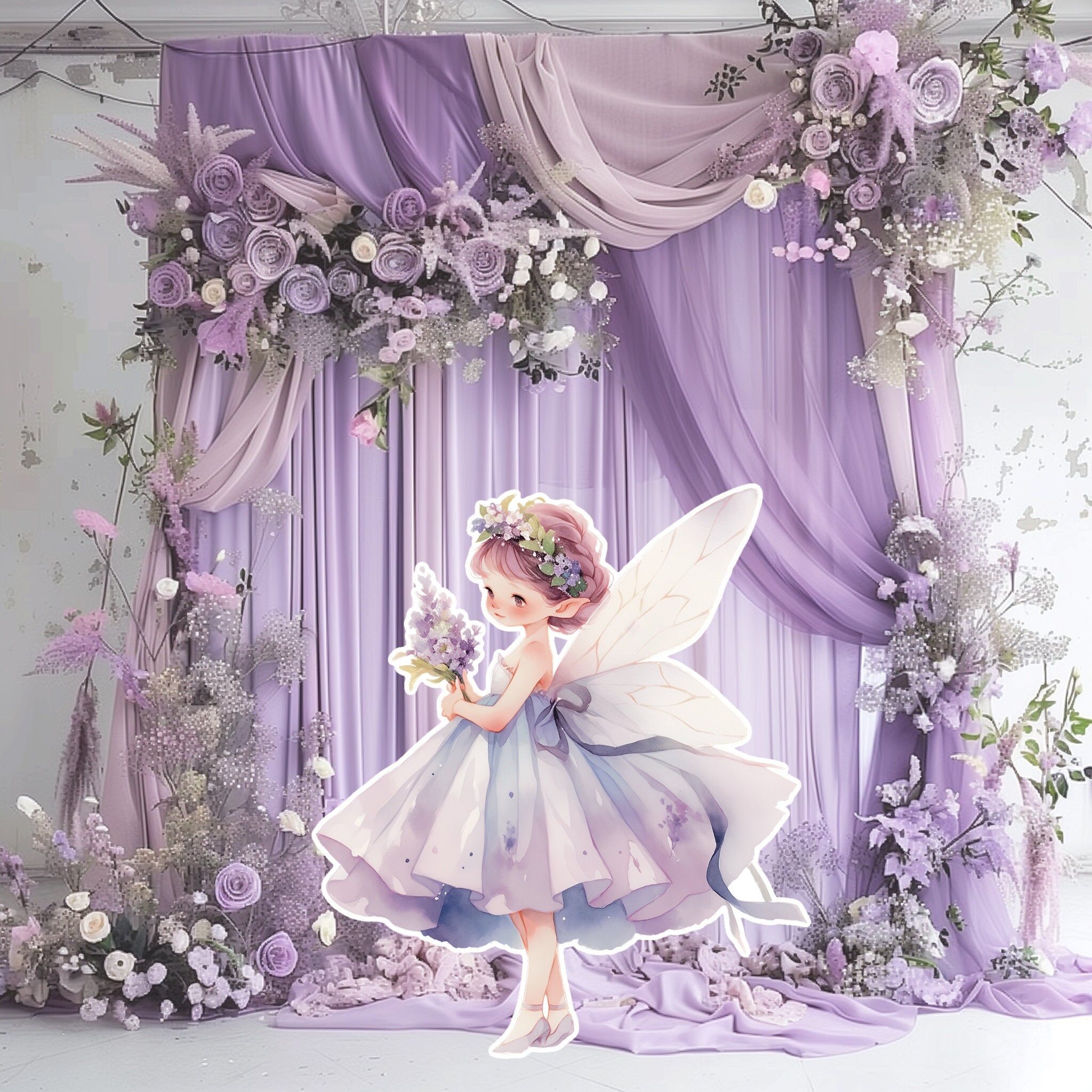 Fairy Big Decor Cutout, Fairy Birthday Standee, Whimsical Floral Fairy ...